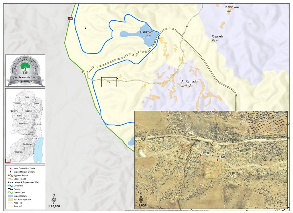 Halt of Work Notice for structures in the village of Al-Ramadin, south ...